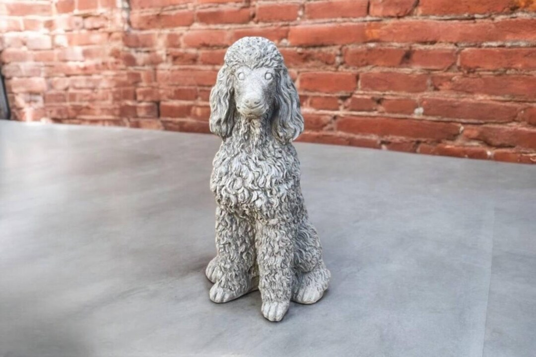 11" Lawn Poodle Sculpture, Home Animal Ornament, Yard Dog Decor ...