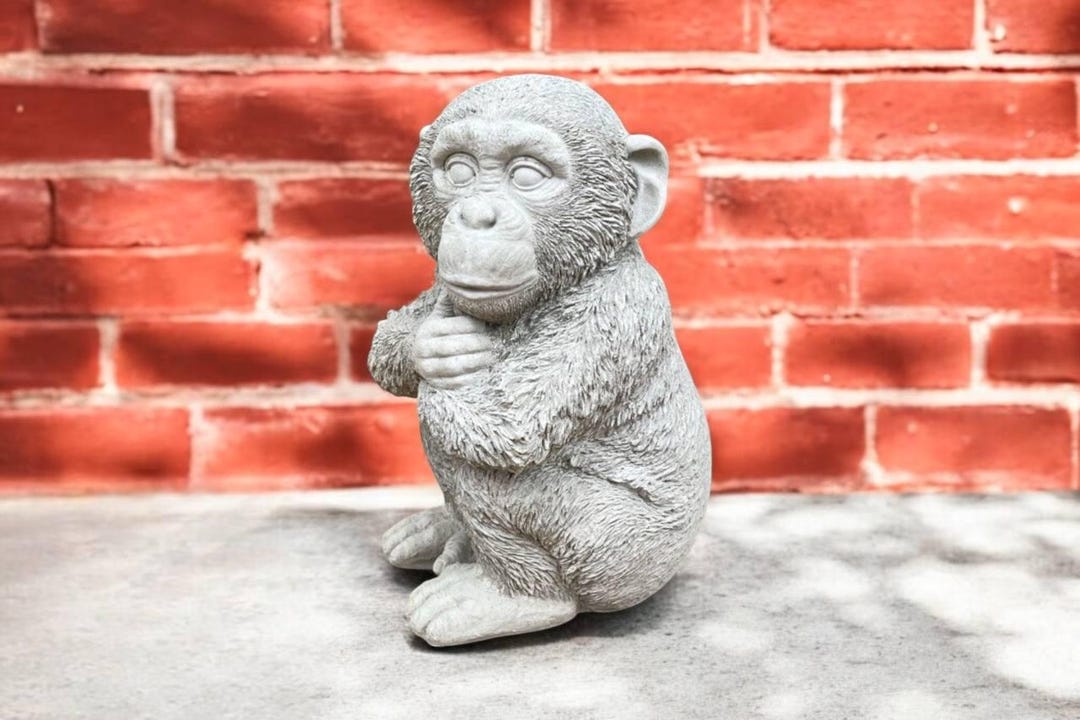 13' Realistic Chimpanzee Statue, Garden Monkey Sculpture, Outdoor ...