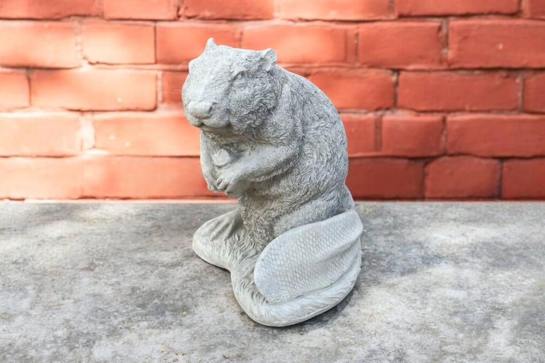 11' Lawn Beaver Statue, Stone Animal Gift, Garden Animal Idea, Outside ...
