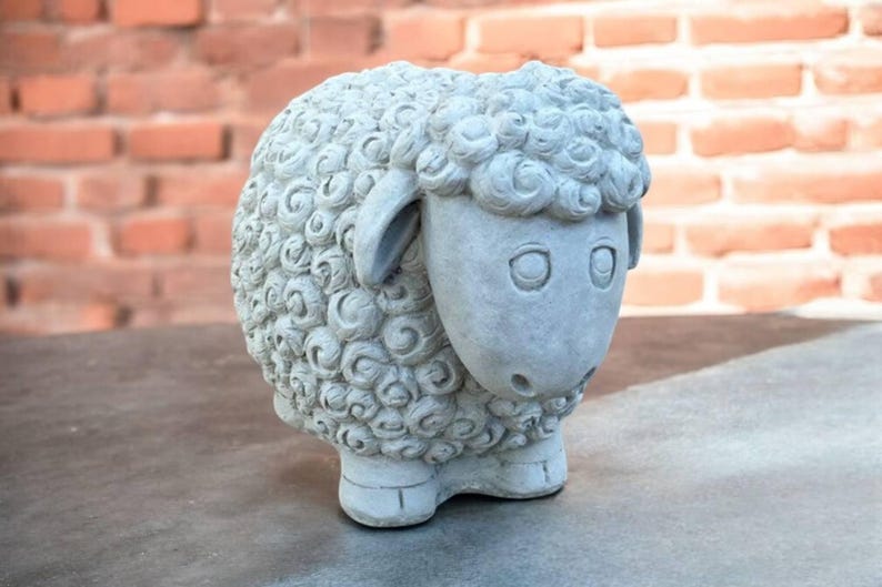 7' Lawn Sheep Figure, Beton Farm Animal Sculpture, Concrete Sheep Art ...