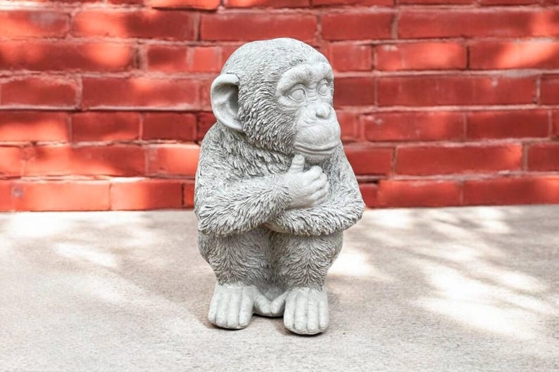 13" Realistic Chimpanzee Statue, Garden Monkey Sculpture, Outdoor ...