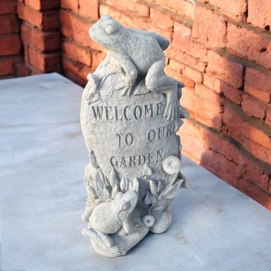 18' Frogs Welcome Figure, Garden Sign Decor, Lawn Toad Ornament, Yard ...