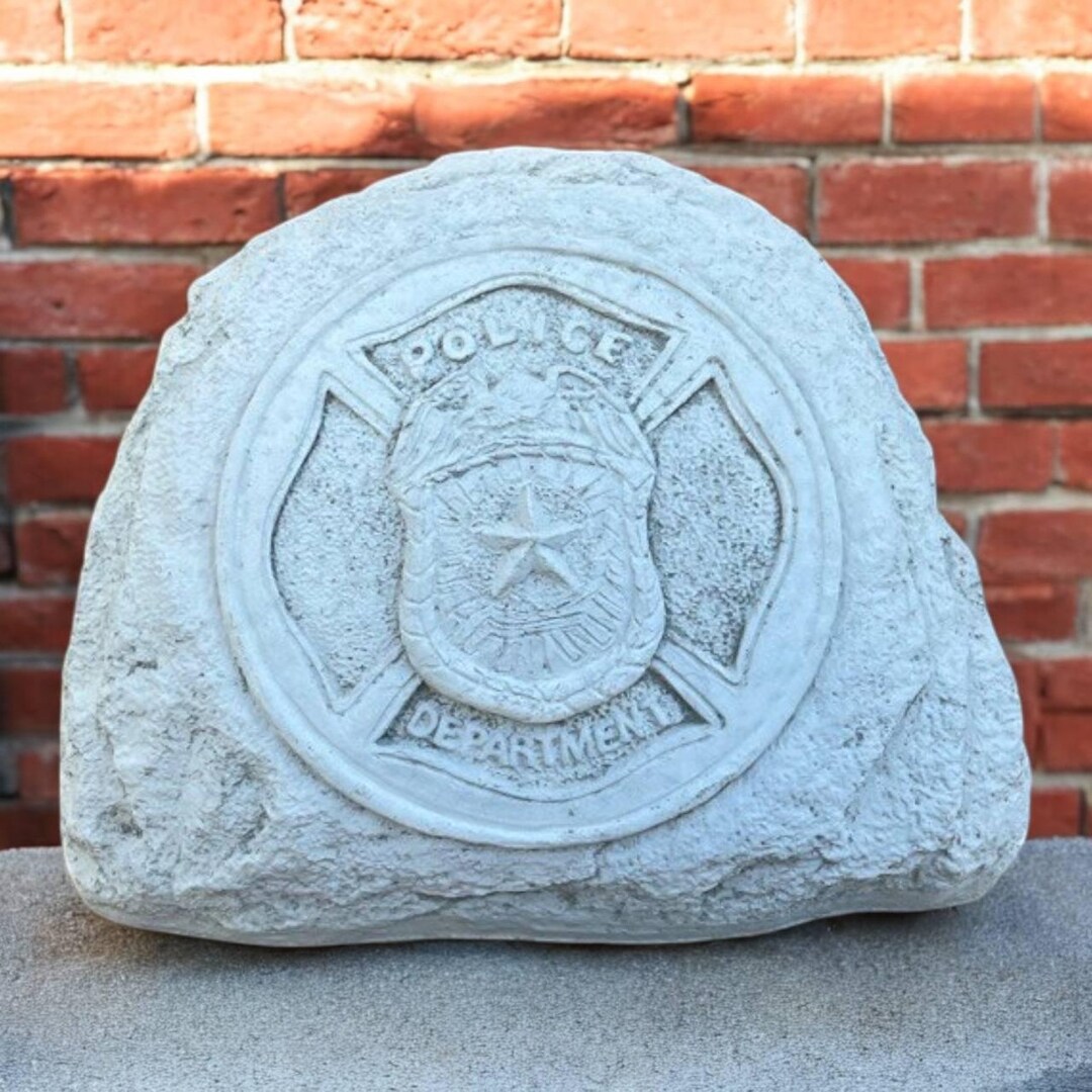9" Police Rock Figurine, Beton Decoration, Outdoor Heroic Design, Stone ...