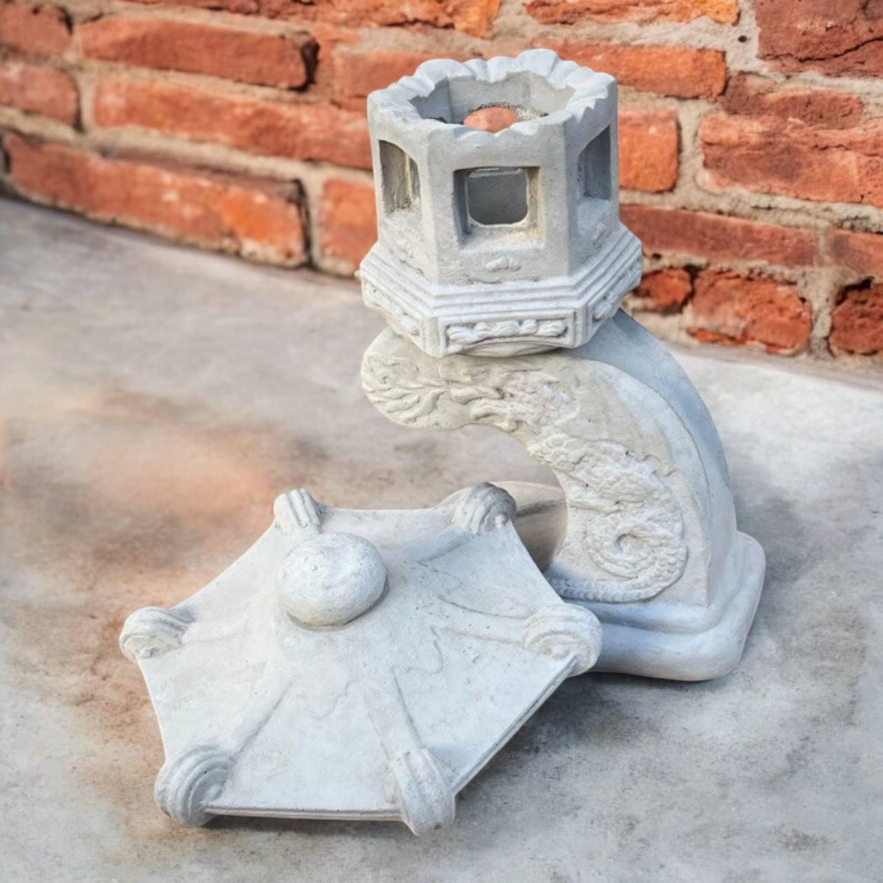 12" Outdoor Pagoda Figure, Concrete Zen Ornament, Stone Lantern ...