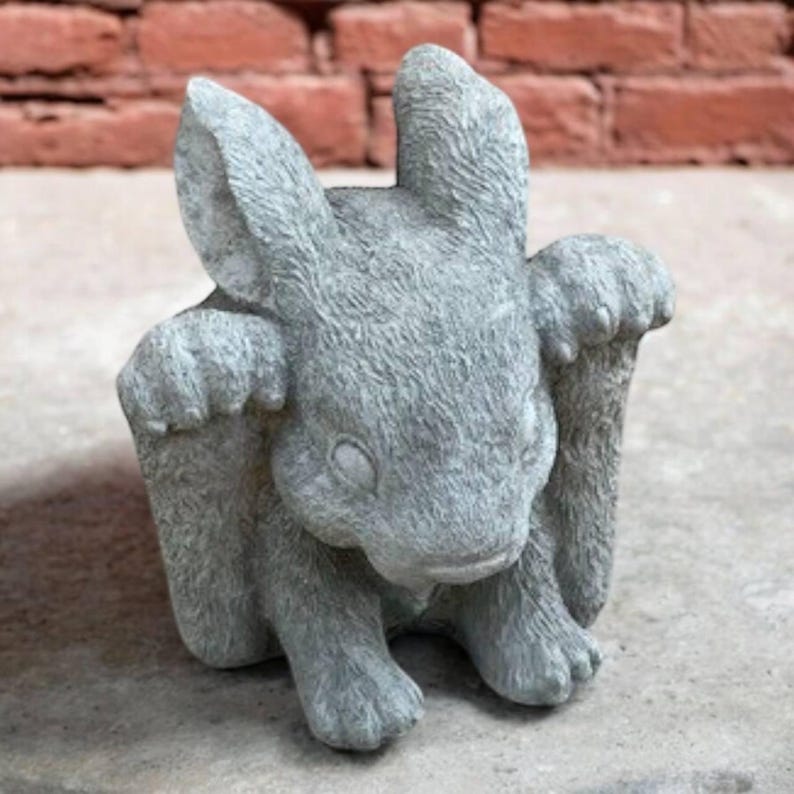 6" Concrete Rabbit Sculpture, Garden Bunny Idea, Outside Animal ...