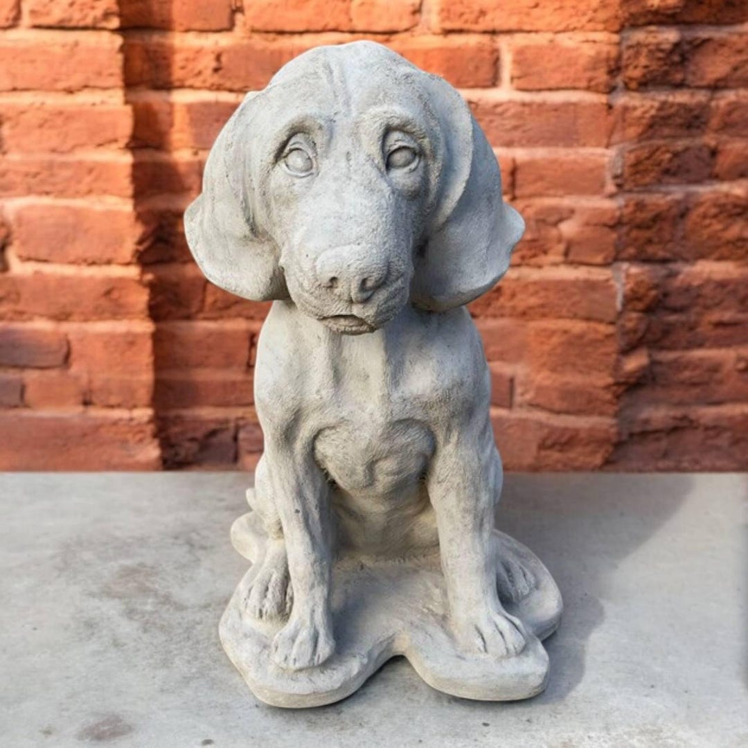 15" Beagle Garden Sculpture, Realistic Dog Statue, Detailed Concrete ...