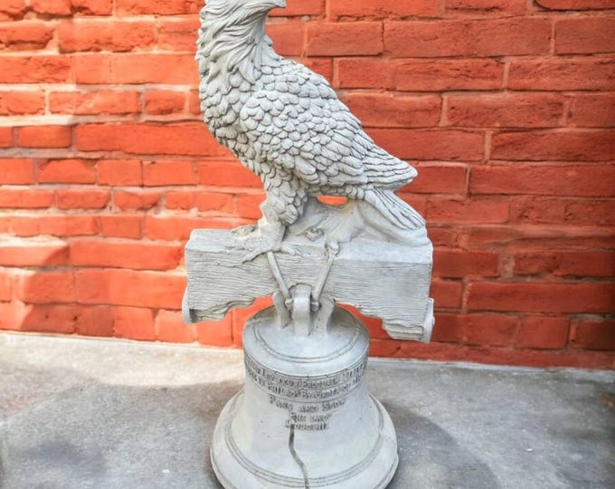 12" Tall Cement Eagle Garden Art Classic Statue Concrete Patriotic USA ...