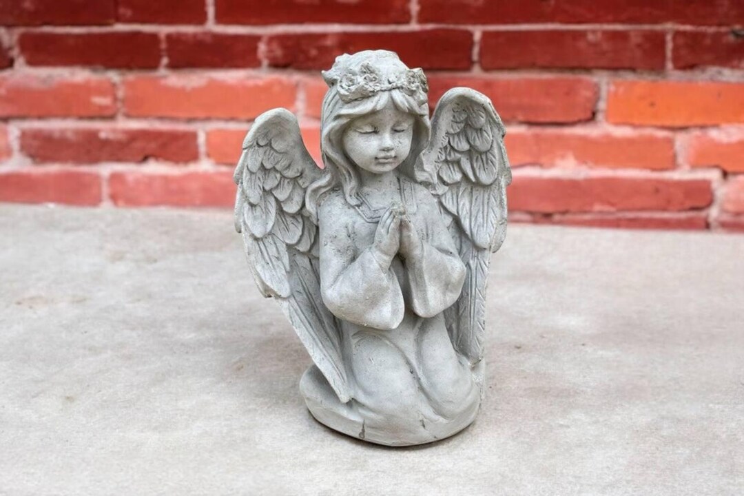 7'concrete Angel Sculpture, Outdoor Cherub Decoration, Garden Religious ...