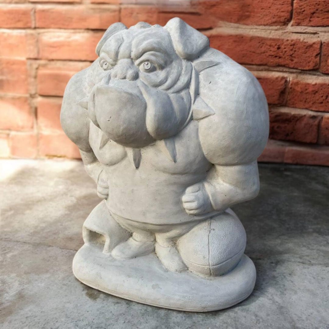 13" Massive Bulldog Figure, Large Dog Ornament, Football Bulldog Statue ...