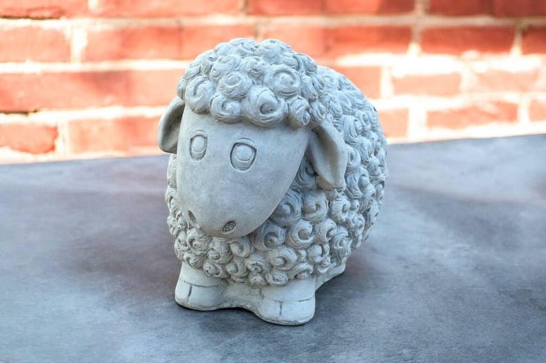 7" Lawn Sheep Figure, Beton Farm Animal Sculpture, Concrete Sheep Art ...