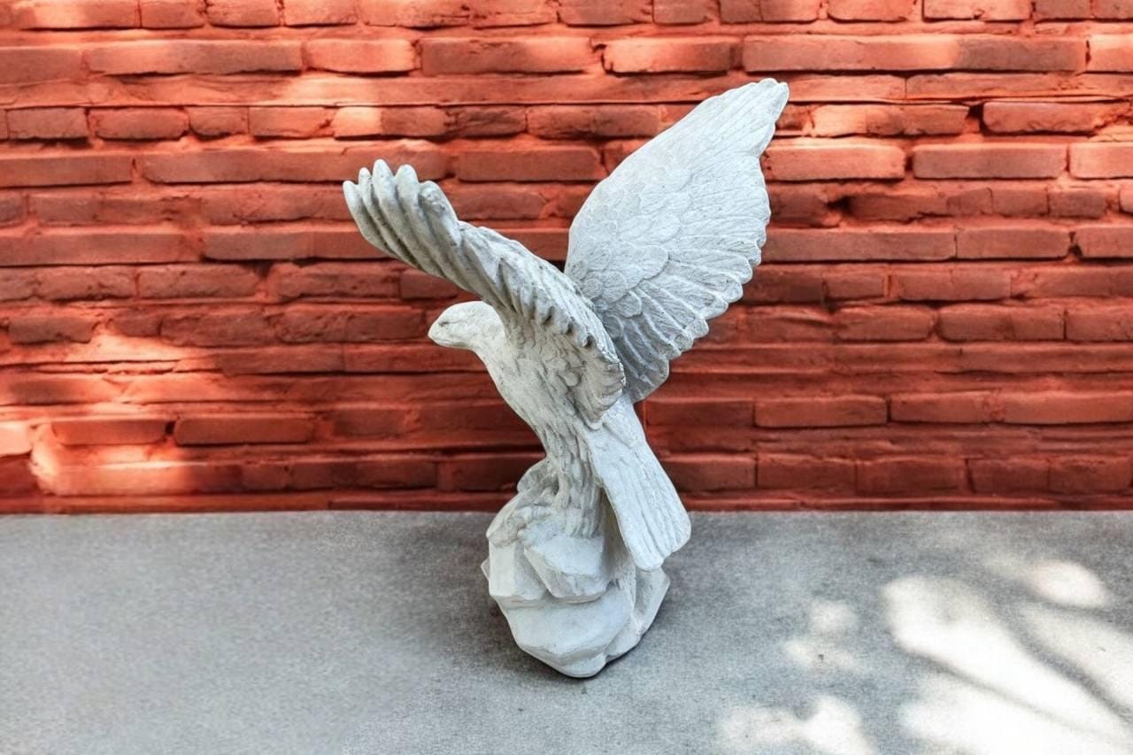 13" Large Eagle Sculpture, Cement Bird Statue, Stone Eagle Decor, Yard ...