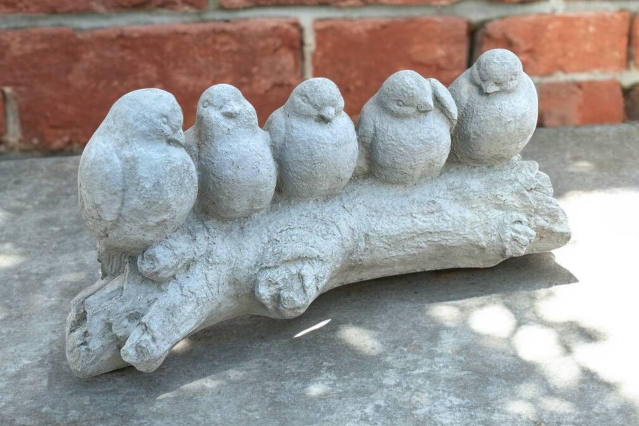 6" Garden Birds Sculpture, Beton Birds Figurine, Lawn Stone Decor ...