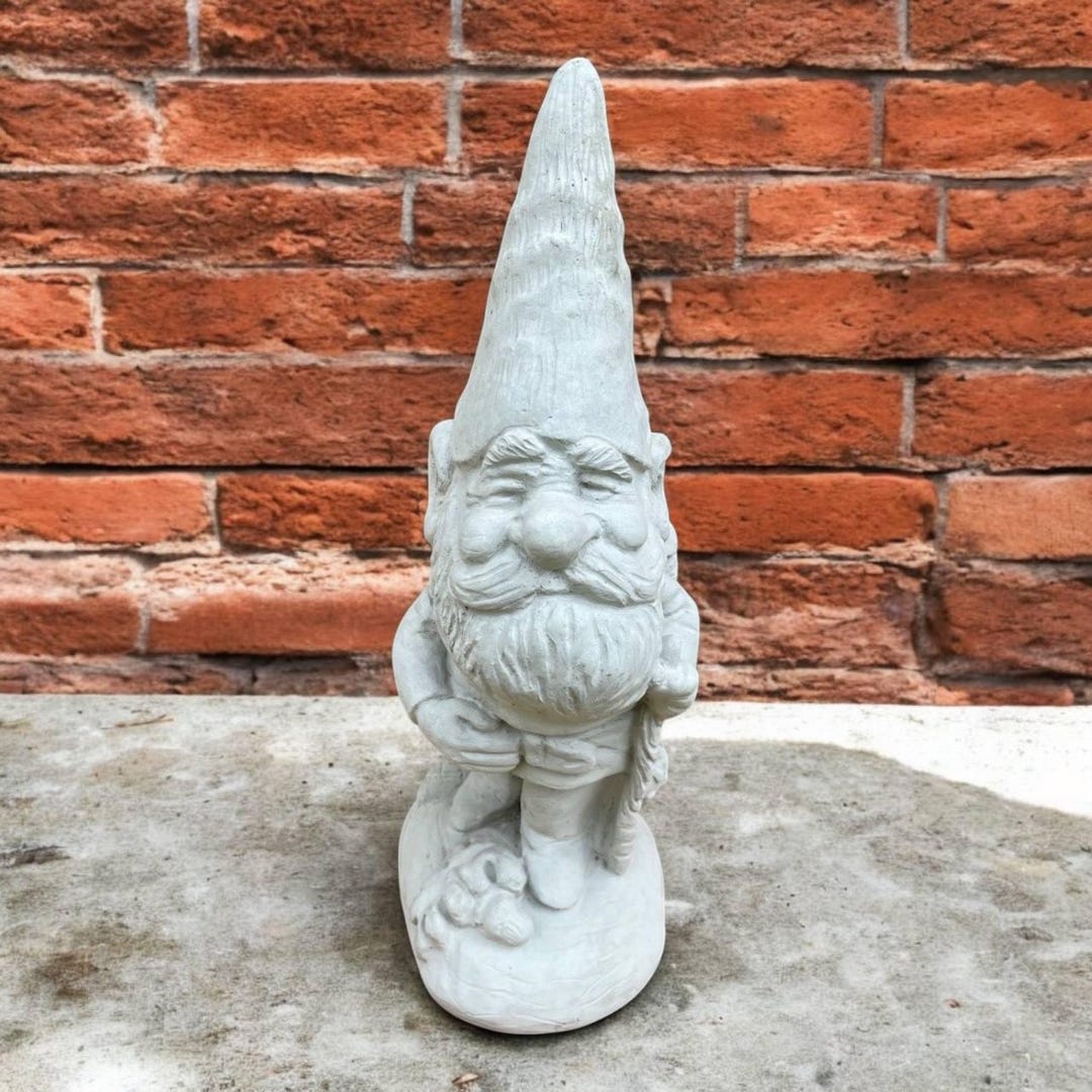 15" Hiker Gnome Sculpture, Backyard Dwarf Decor, Outside Gnome Ornament ...