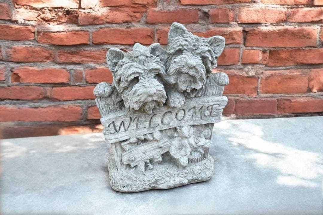10" Yorkie Dogs Welcome Statue, Garden Sign Ornament, Lawn Dogs ...