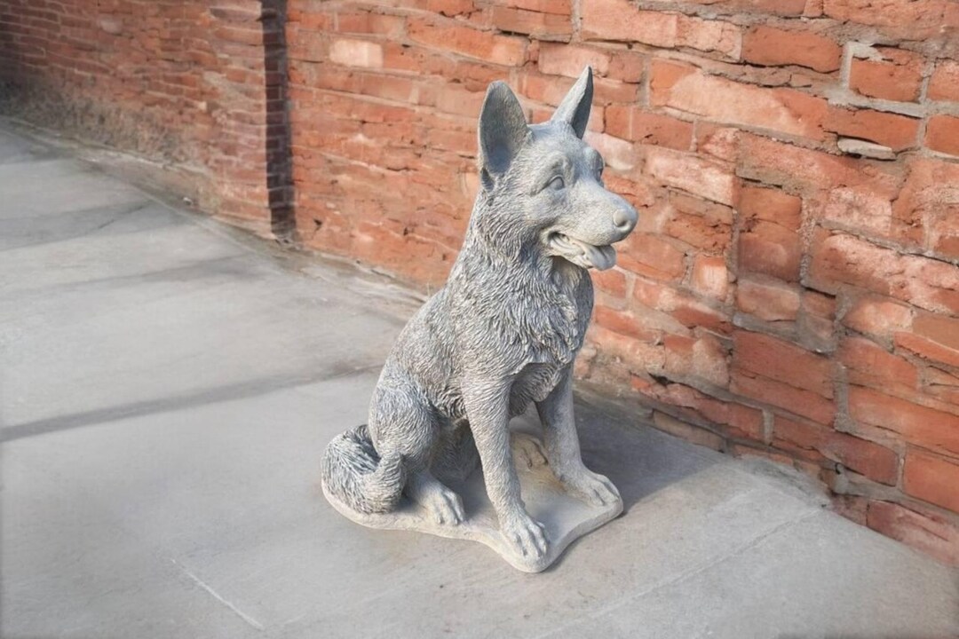 22' German Shepherd Statue, Lawn Dog Decor, Concrete Pet Ornament, Yard ...