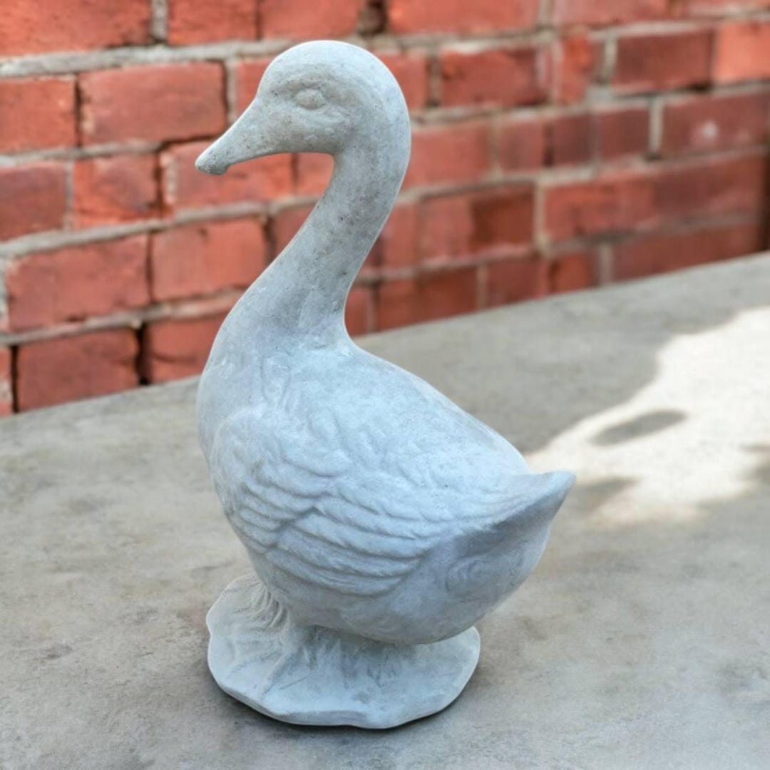 12' Goose Stone Figure, Garden Bird Ornament, Yard Goose Decor, Farm ...