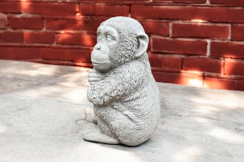 13" Realistic Chimpanzee Statue, Garden Monkey Sculpture, Outdoor ...