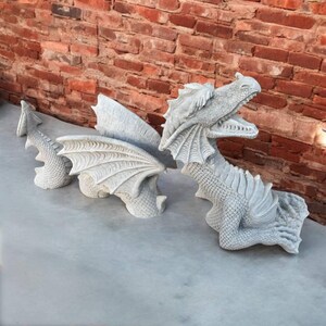 10" Outside Dragon Sculpture, Garden Fantasy Art, Concrete Dragon Idea ...