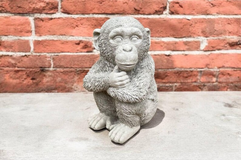 13" Realistic Chimpanzee Statue, Garden Monkey Sculpture, Outdoor ...
