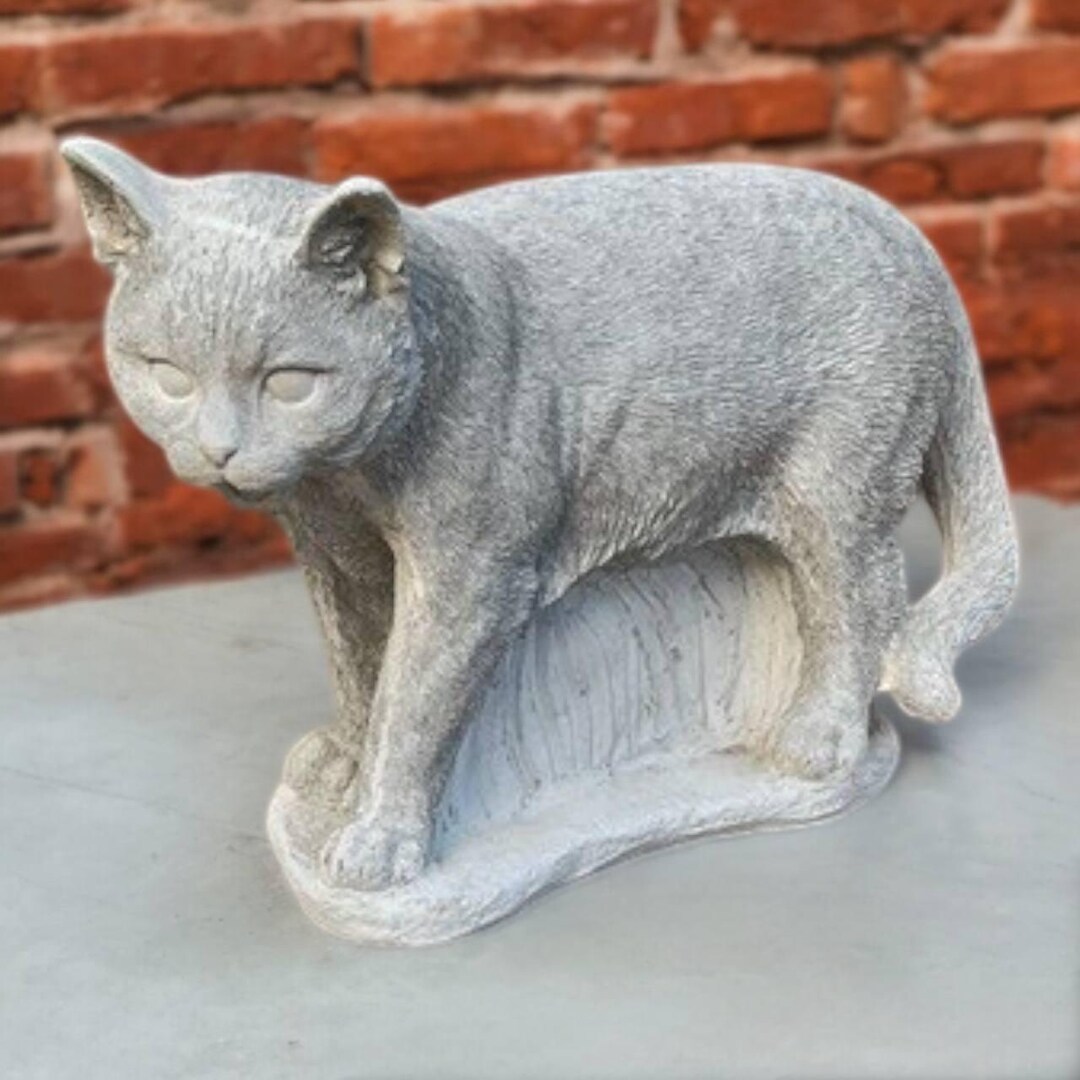 10" Cat Garden Figure, Outside Pet Decor, Kitten Concrete Idea, Yard ...
