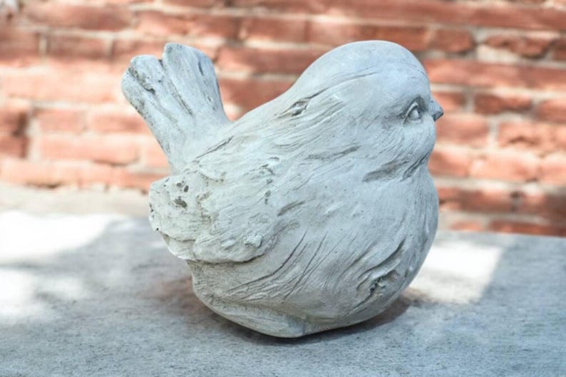 4" Stone Bird Sculpture, Outdoor Bird Ornament, Concrete Garden Idea ...