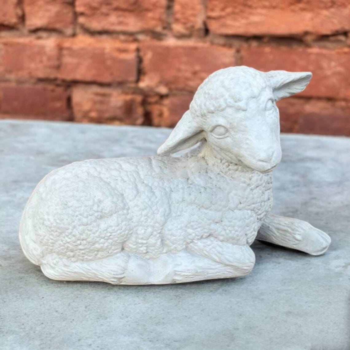 6" Lamb Garden Figure, Concrete Sheep Decor, Lawn Farm Animal, Backyard ...