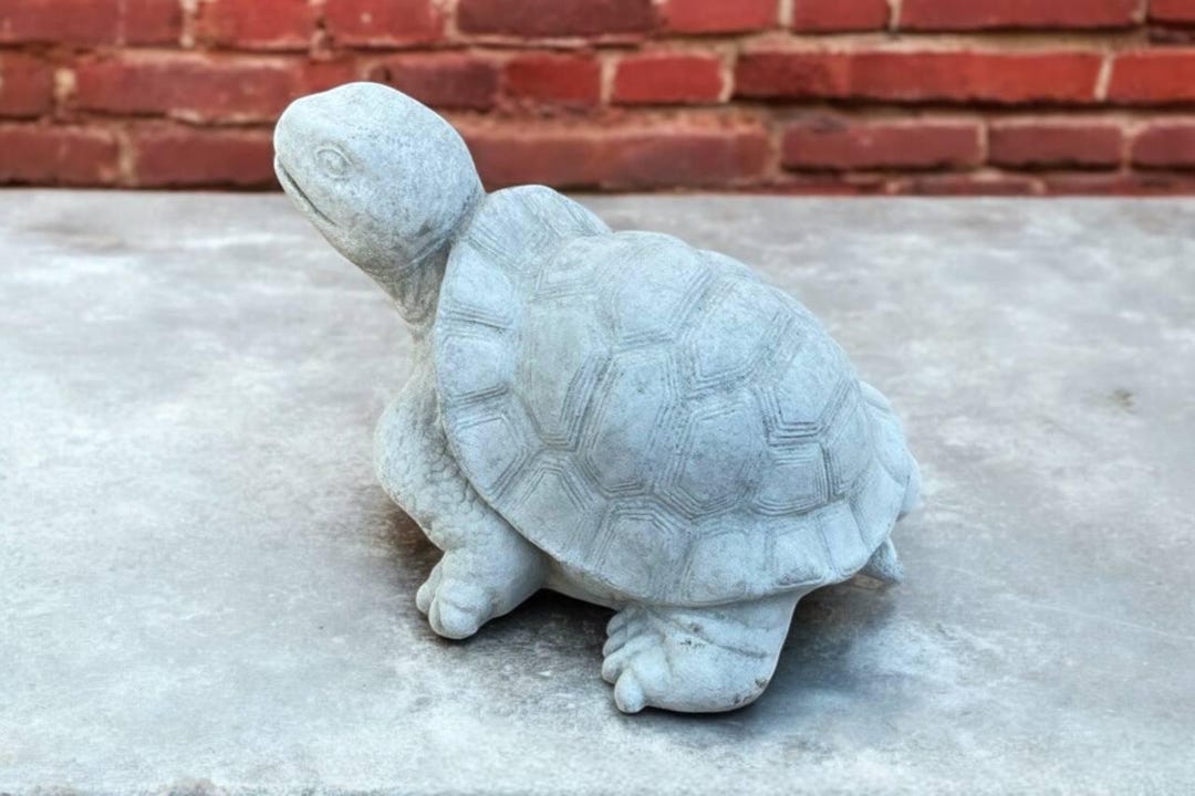 8" Backyard Turtle Statue, Large Tortoise Ornament, Concrete Sea Animal ...