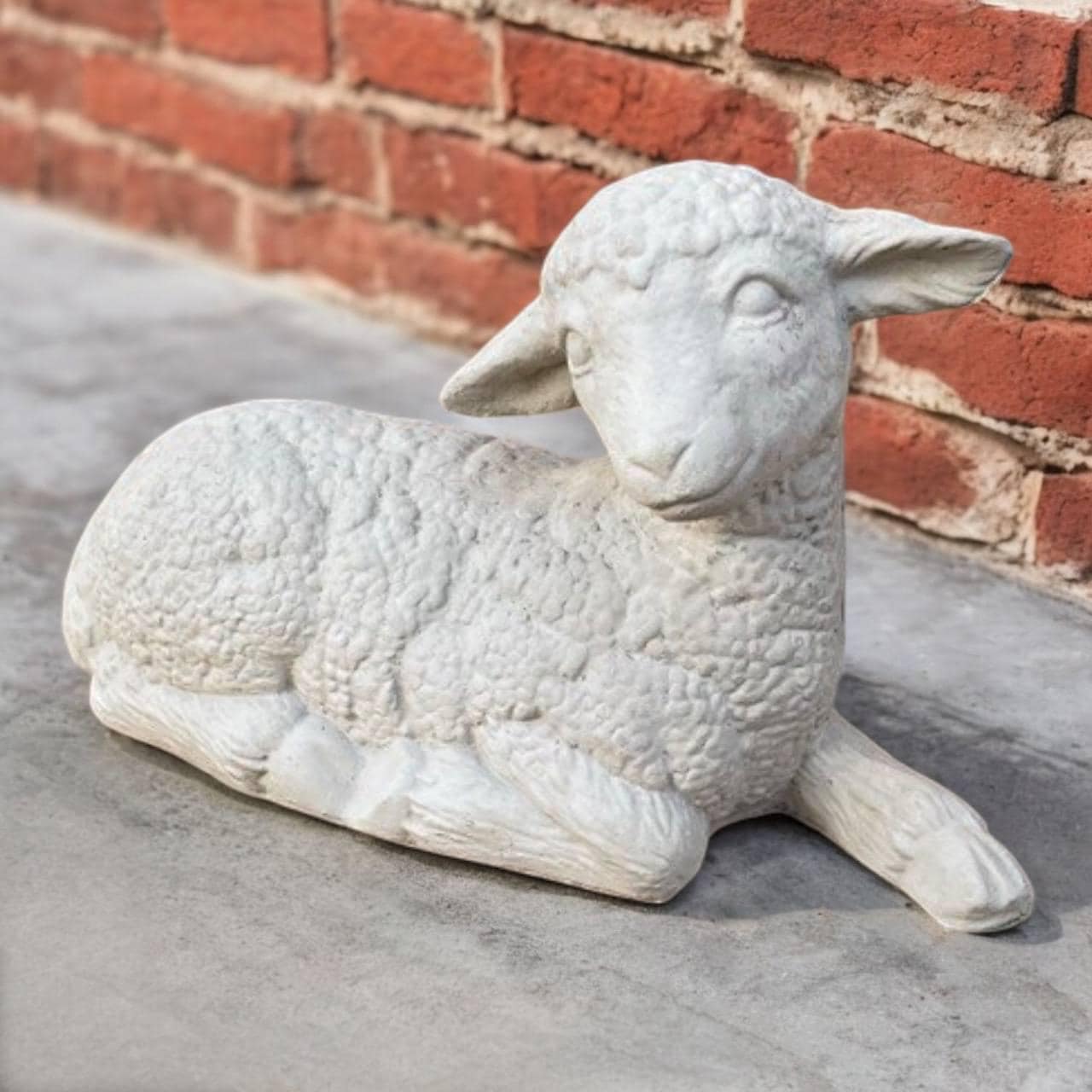 6" Lamb Garden Figure, Concrete Sheep Decor, Lawn Farm Animal, Backyard ...