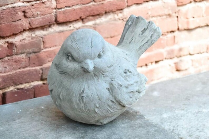 4" Stone Bird Sculpture, Outdoor Bird Ornament, Concrete Garden Idea ...