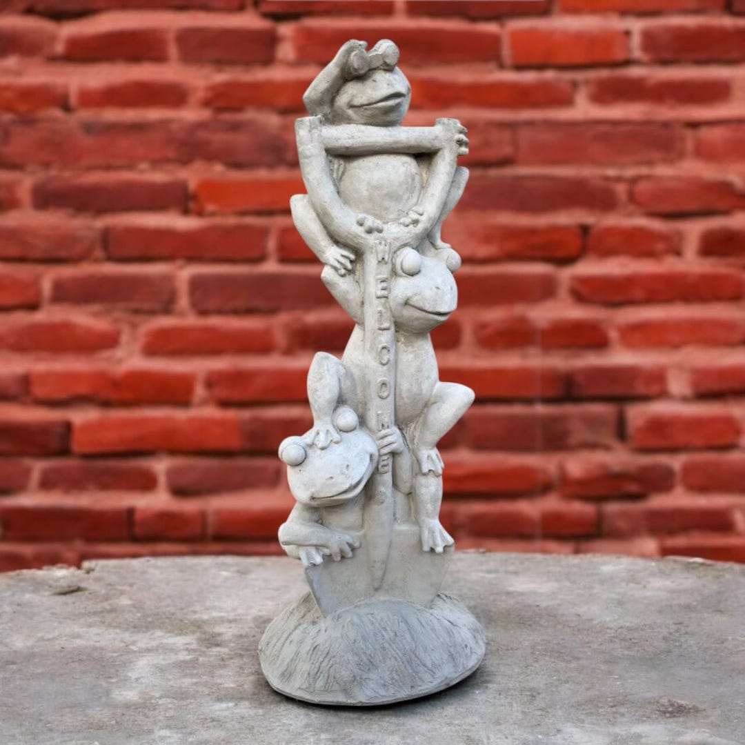 21" Frogs Welcome Statue, Lawn Toads Decor, Home Sign Art, Outdoor ...