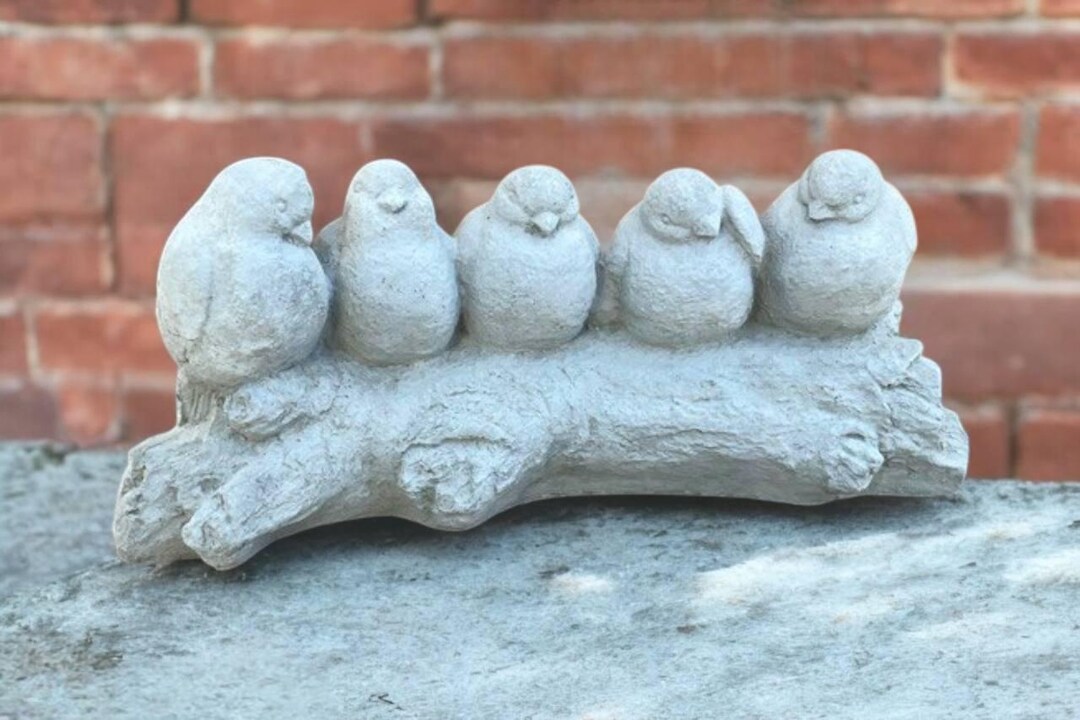 6" Garden Birds Sculpture, Beton Birds Figurine, Lawn Stone Decor ...