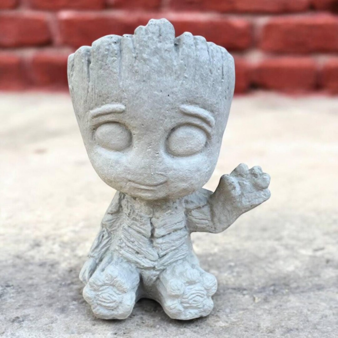 7" Baby Groot Sculpture, Cartoon Fun Gift, Garden Ornament, Concrete ...