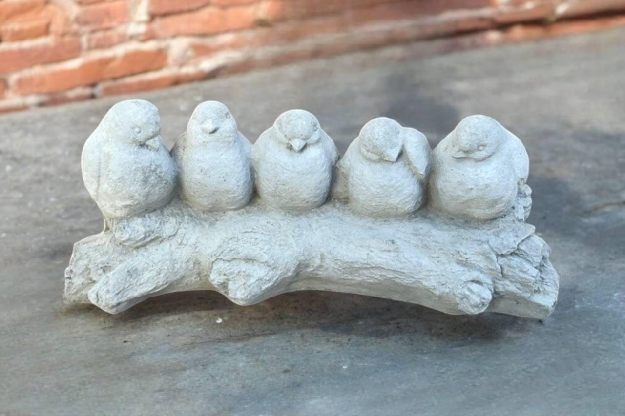 6" Garden Birds Sculpture, Beton Birds Figurine, Lawn Stone Decor ...
