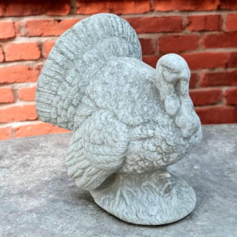 6" Concrete Turkey Sculpture, Lawn Farm Bird Statue, Garden Turkey Art ...