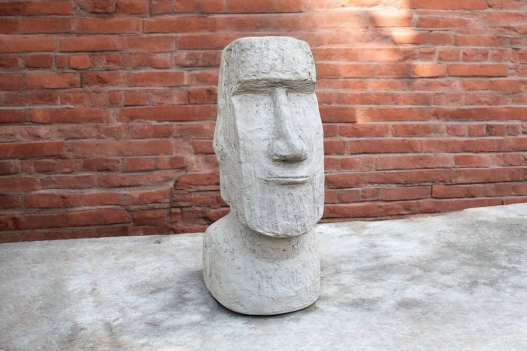 16' Easter Island Rock, Concrete Moai Head Figure, Easter Island ...