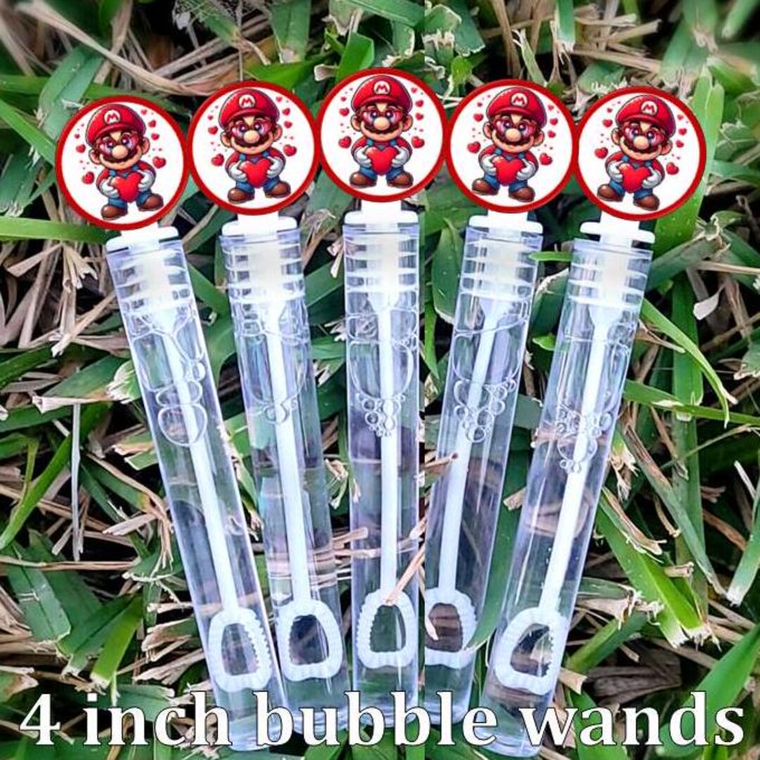 5 Bubbles - Valentines Bubble Wands - Mario Favors - Mario Bros Party ...