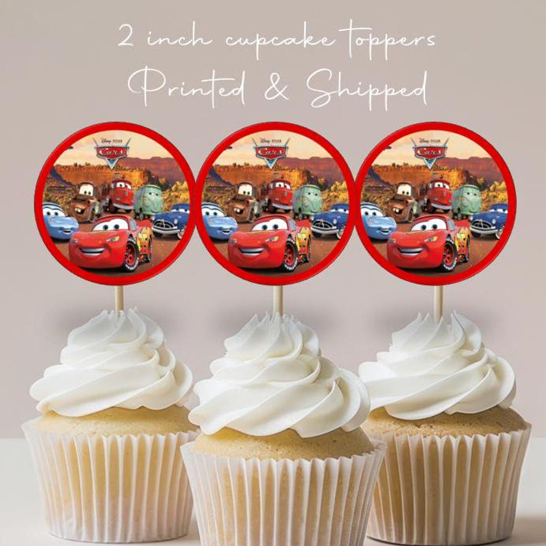 12 PRINTED Toppers - Cars Cupcake Toppers - Cars Favors - Cars Party ...