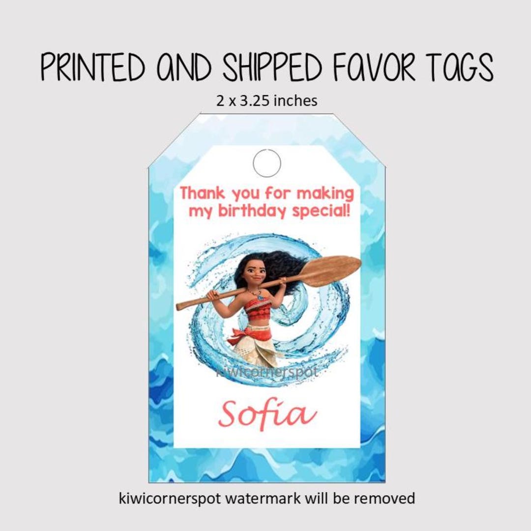 8 Printed Favor Tags - Moana Bubble Wands - Moana Favors - Moana Party ...