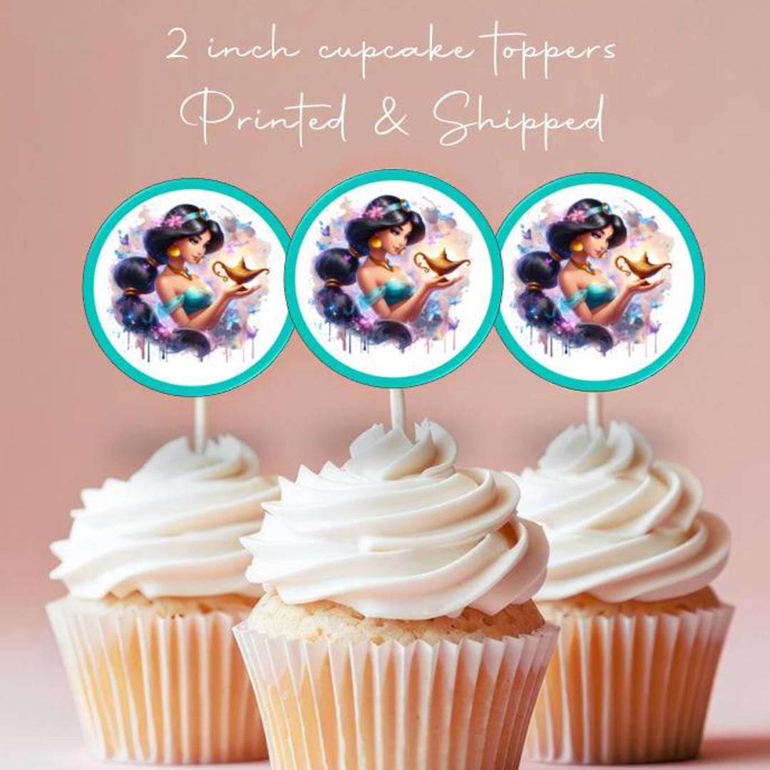12 PRINTED Toppers - Princess Jasmine Cupcake Toppers - Jasmine Favors ...