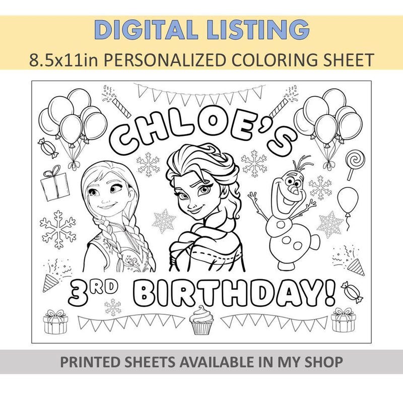 Frozen Birthday Sheet - Etsy