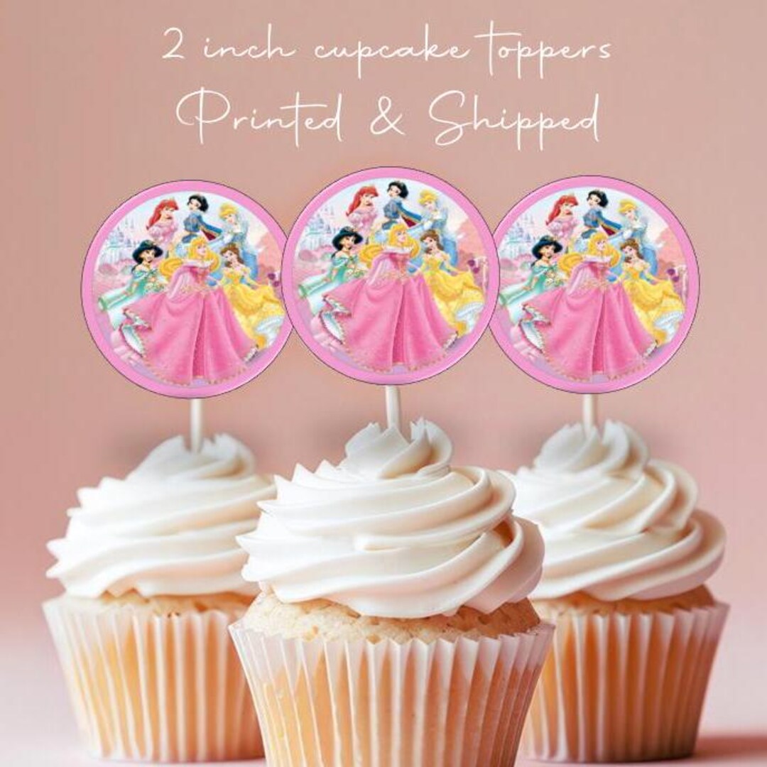 12 PRINTED Toppers - Disney Princess Cupcake Toppers - Disney Princess ...