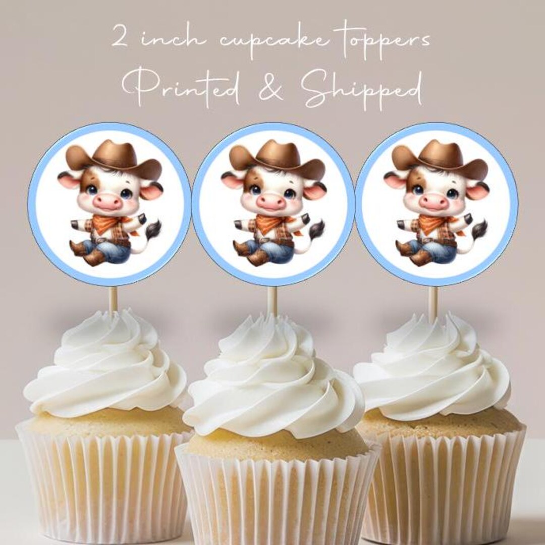 Cute Cow Cupcake Toppers - Cow Favors - Cow Party Favors - Classroom ...