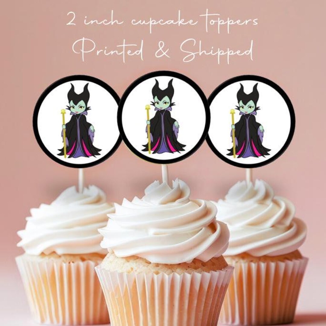 Maleficent Cupcake Toppers - Villain Favors - Classroom Gifts ...