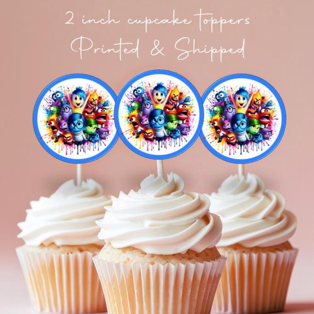 12 PRINTED Toppers - Inside Out Cupcake Toppers - Inside Out Favors ...