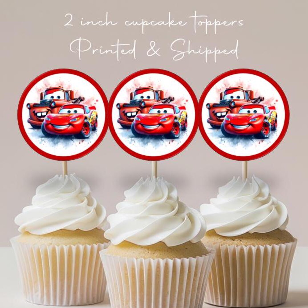 12 PRINTED Toppers - Cars Cupcake Toppers - Cars Favors - Cars Party ...