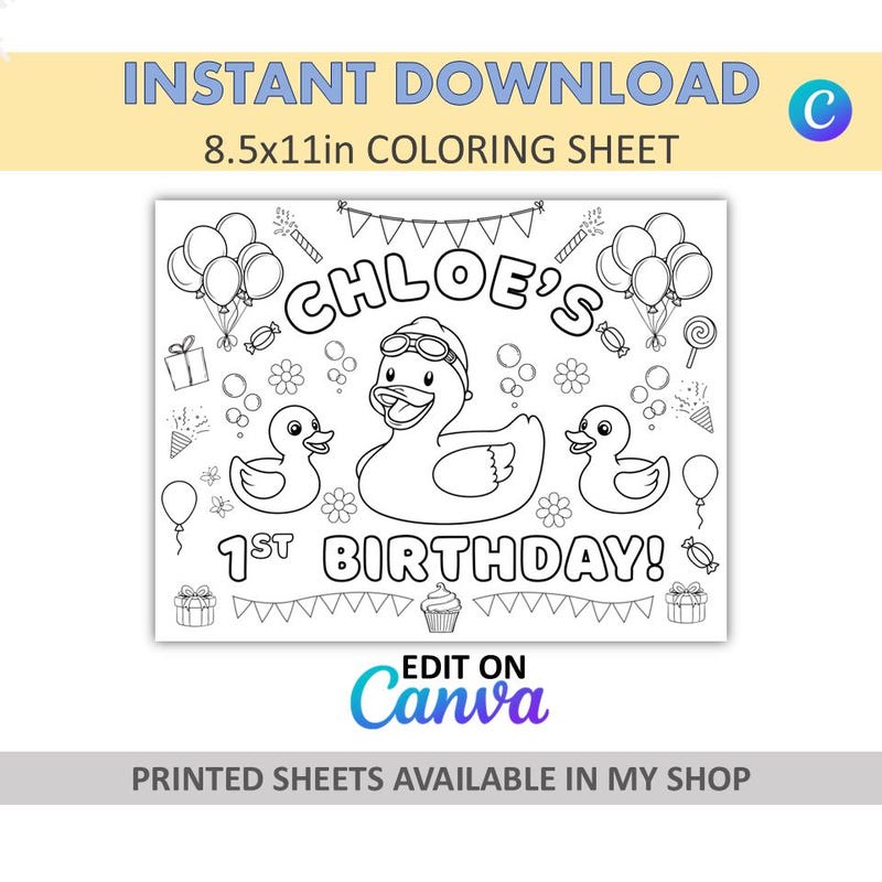 Duck Coloring Sheet - Etsy