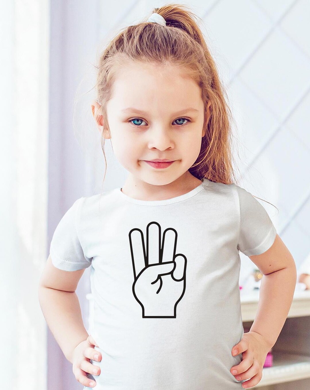 Three Fingers 3rd Birthday Toddler Tee - Etsy