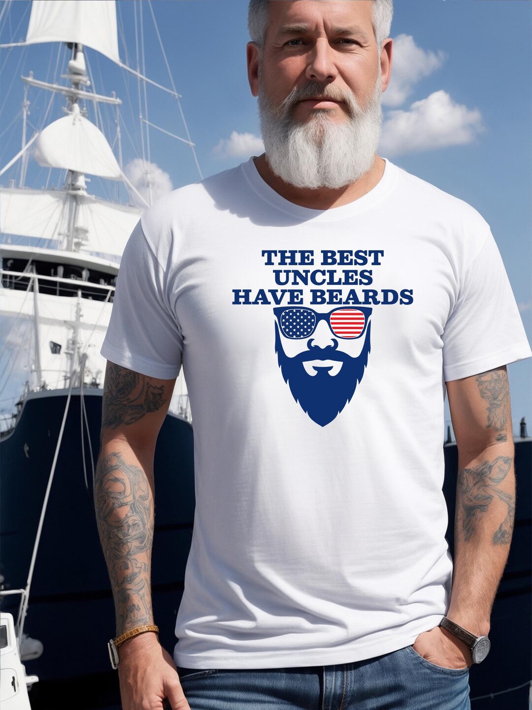 The Best Uncle Have Beards Shirt, American Flag Uncle Tshirt, Uncle ...