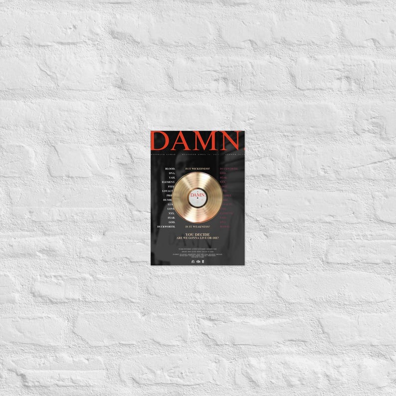 DAMN. Gold Vinyl Kendrick Lamar Poster, Rap Wall Art [free Shipping] - Etsy