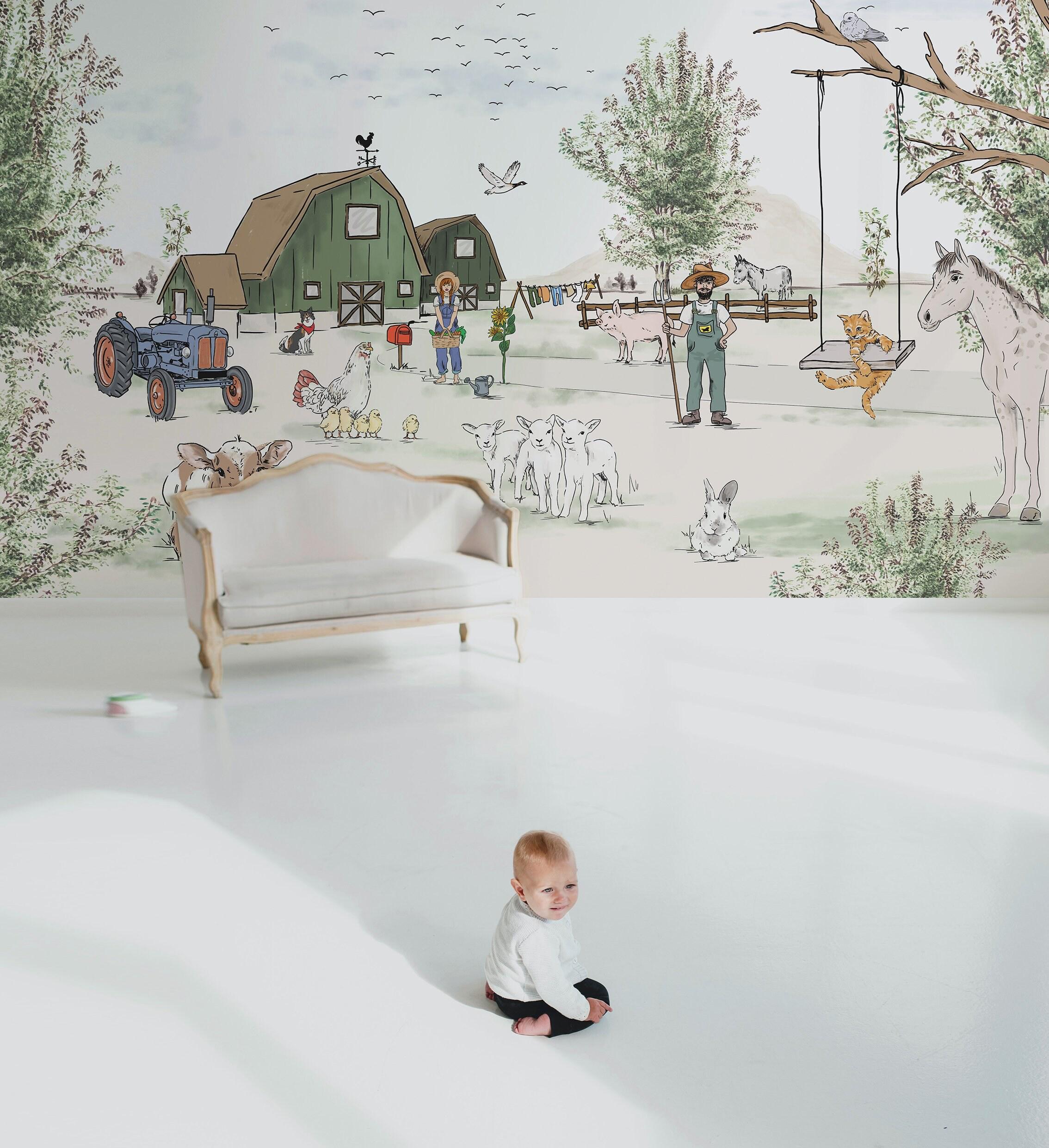 Farm Wallpaper - Mural - ANIMAL FARM - Etsy